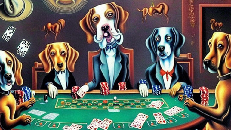 dogs playing poker casino gambling - Untamed Science